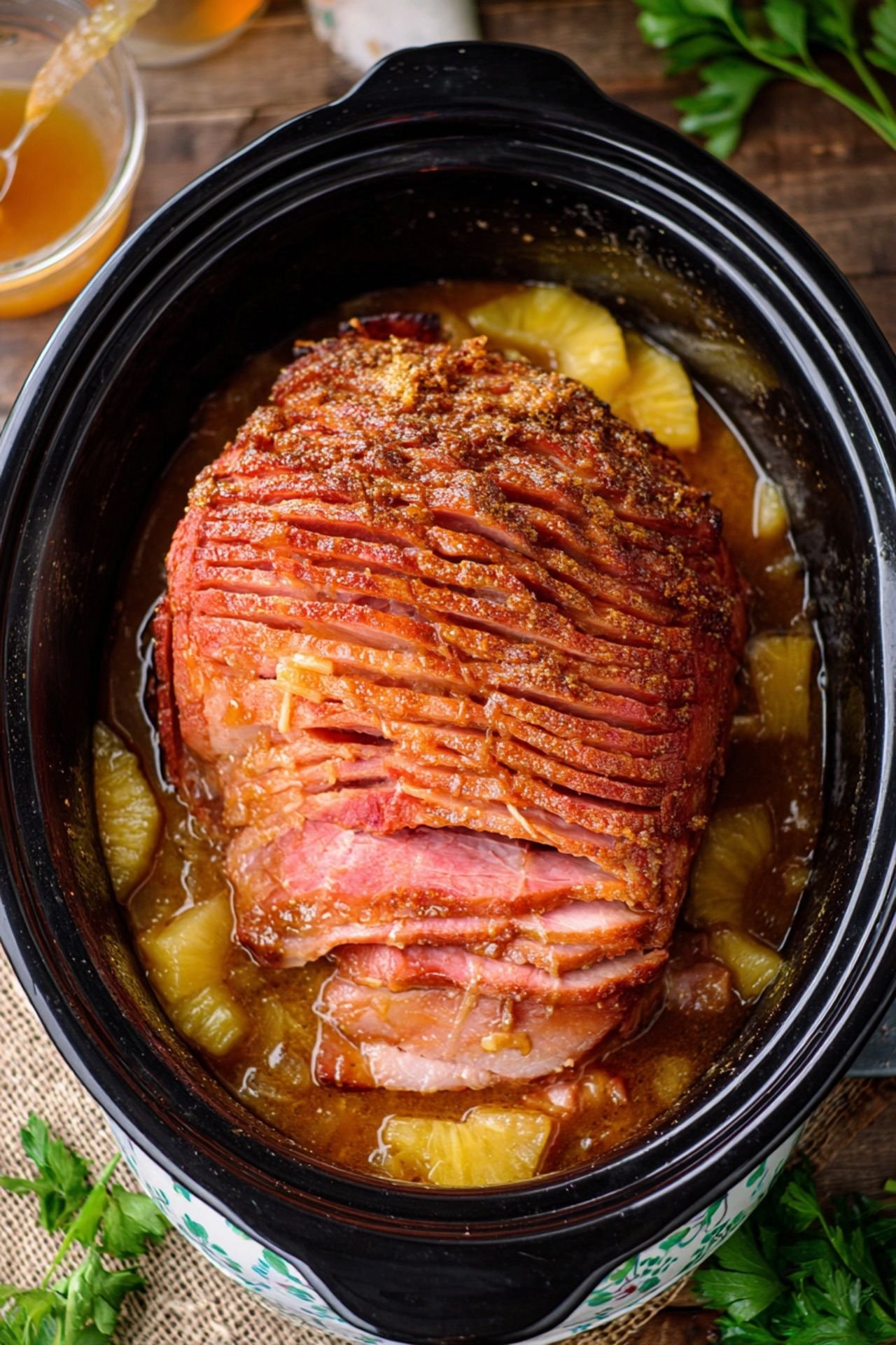 Slow Cooker Ham With Brown Sugar And Pineapple