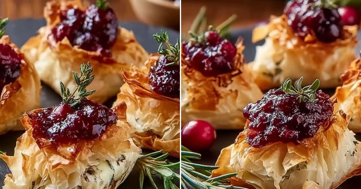 Appetizers Cranberry and Brie Filo Crackers Recipe