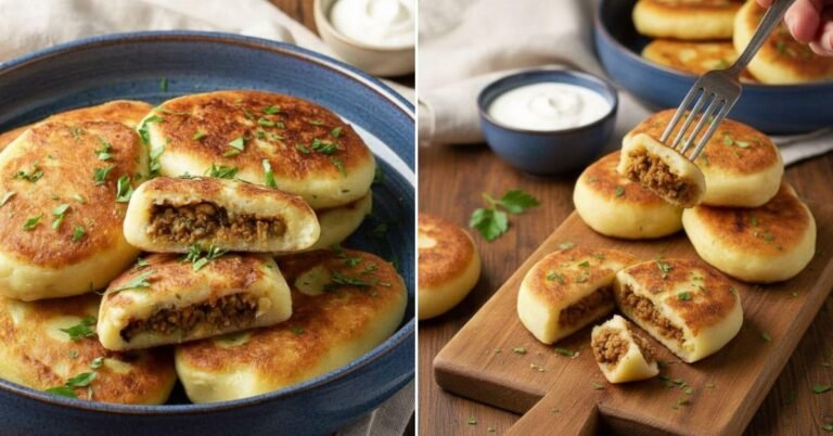 Easy Stuffed Potato Cakes With Ground Beef And Mushrooms Recipe